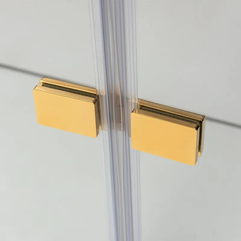 BPS-koupelny Zalamovací otočné sprchové dveře HYD-JSD01 90 zlatá/transparent pro instalaci do niky