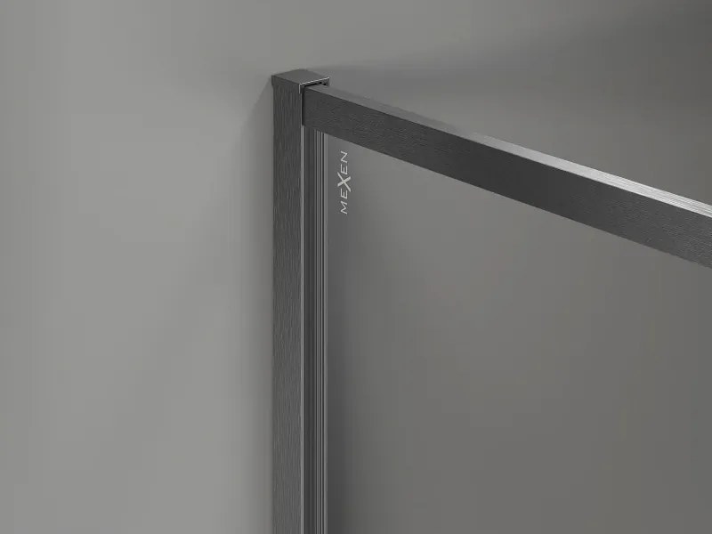 Mexen Kioto-XF sprchová zástěna Walk-in s rámem 130 x 202 cm, transparentní 10 mm, kartáčovaná "gun gray" - 800-130-104-66-00-X