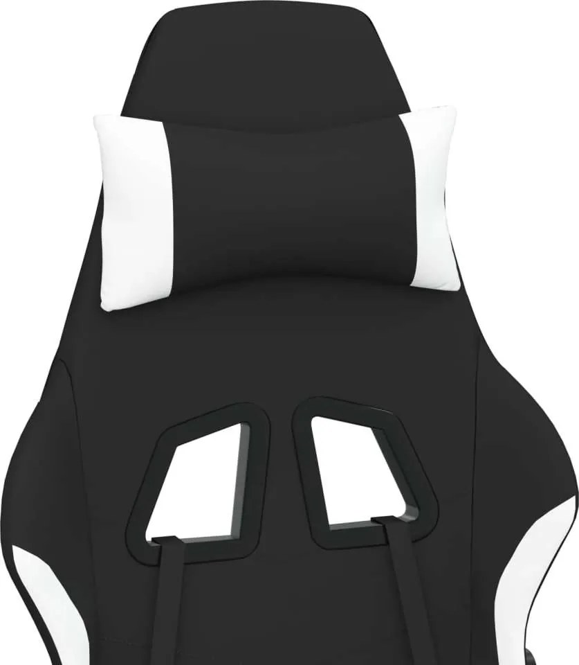 vidaXL Masážní herní židle s podnožkou černá a textil [345508] Barva: Bílá