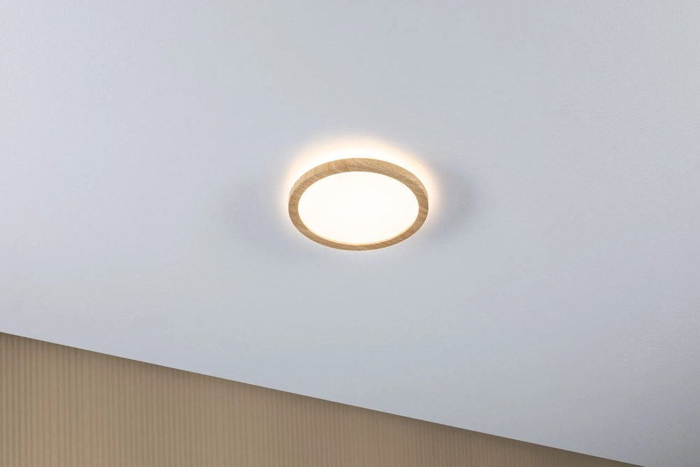 Paulmann 71027 Atria Shine, stropní svítidlo s korónou, 11,2W LED 3000K, průměr 19cm, dřevěný vzhled, IP44