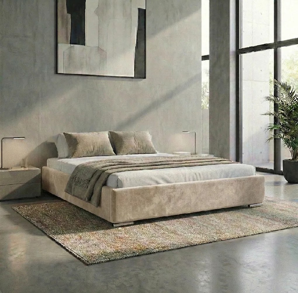 Eka Čalouněná postel LANA 180 x 200 cm Barva látky Trinity: Světle růžová (Trinity 2319), Úložný prostor: S kovovým rámem úložného prostoru
