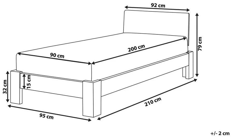 Dřevěná postel s lamelovým roštem 90x200 cm ROYAN Beliani