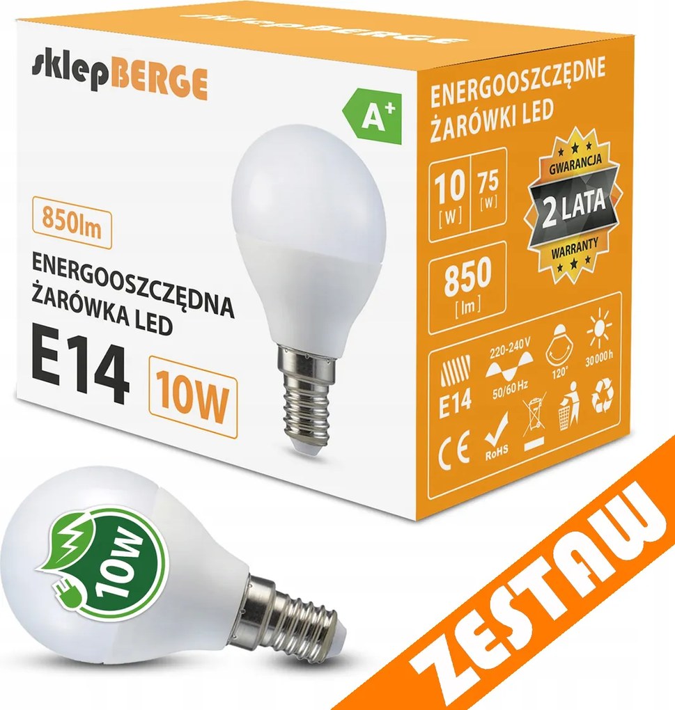 SADA 10x LED žárovka E14 8W 700lm G45 - neutrální bílá