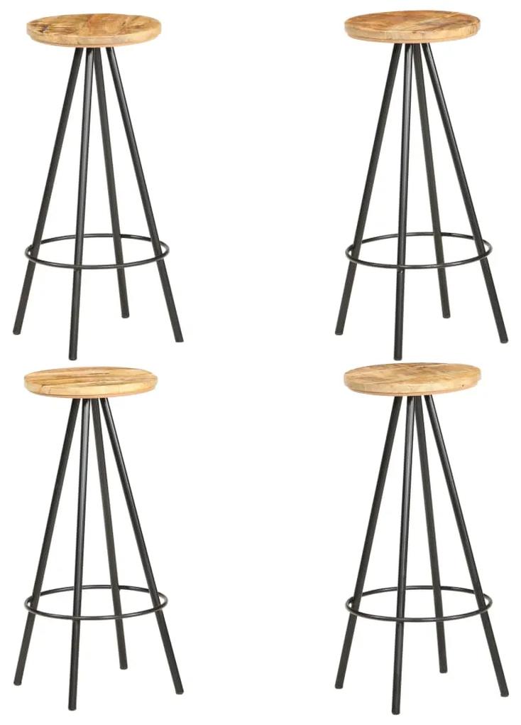 vidaXL Barové stoličky 4 ks hrubé mangovníkové dřevo