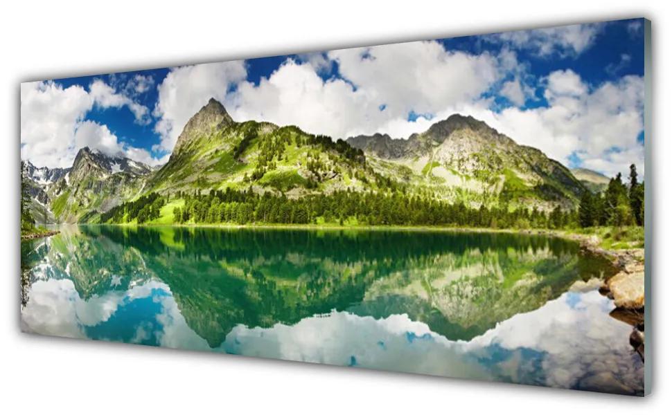 akrylový obraz Hory Jezero Krajina 125x50 cm