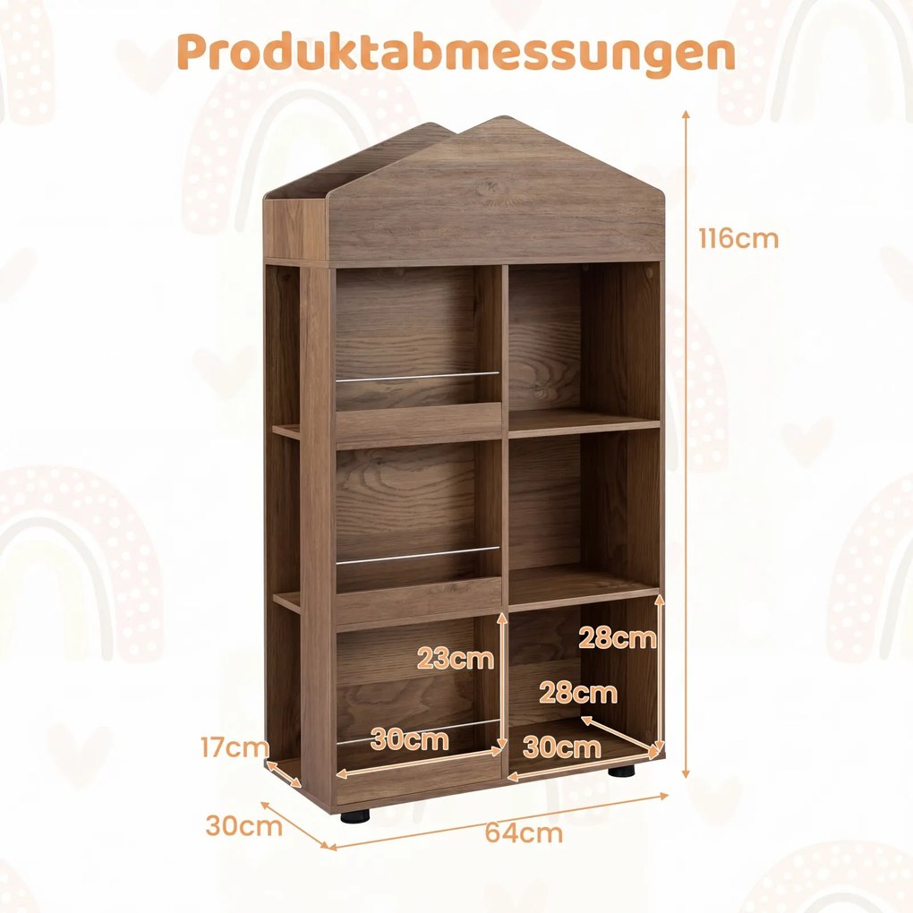 Costway Montessori dětská polička 116 cm knihovna dětská dřevěná a úložný