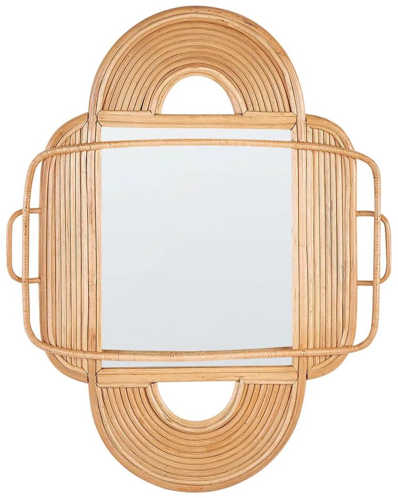 Ratanové nástěnné zrcadlo 70 x 90 cm světlé ALCORN Beliani