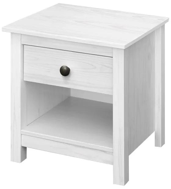 IDEA Noční stolek TORINO bílý, kovové úchytky