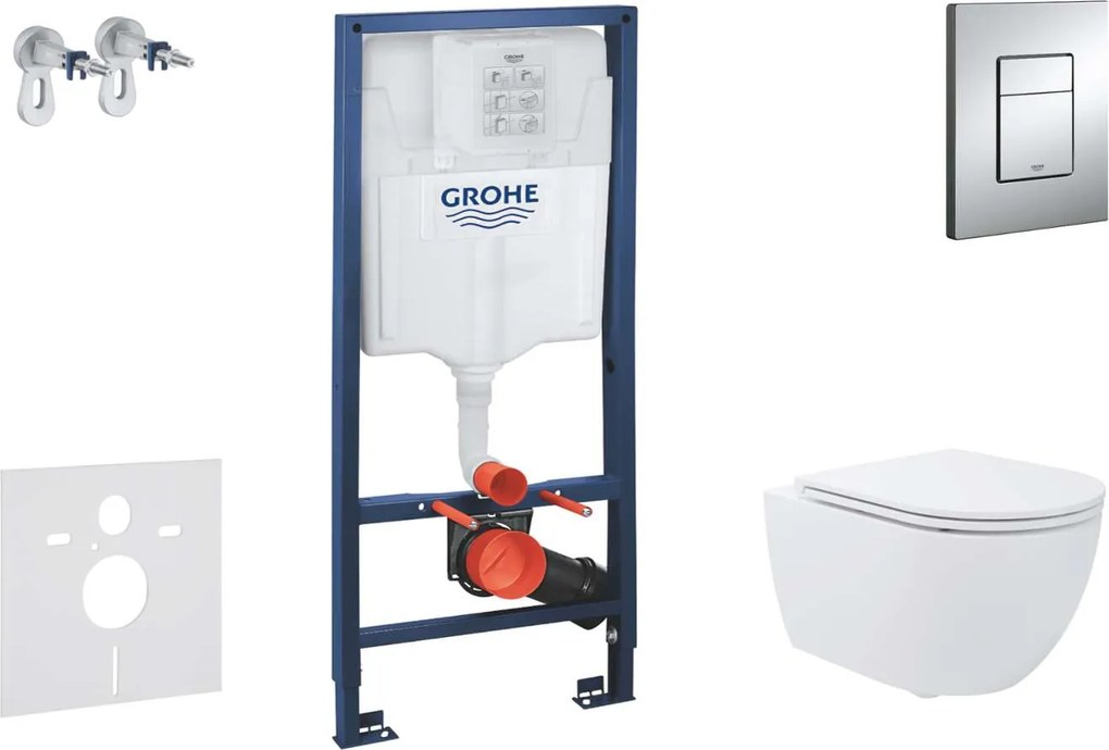 SANITINO - Set předstěnové instalace, klozetu Oudee a Slim sedátka softclose, tlačítko Skate Cosmopolitan, chrom SANI11BA1112