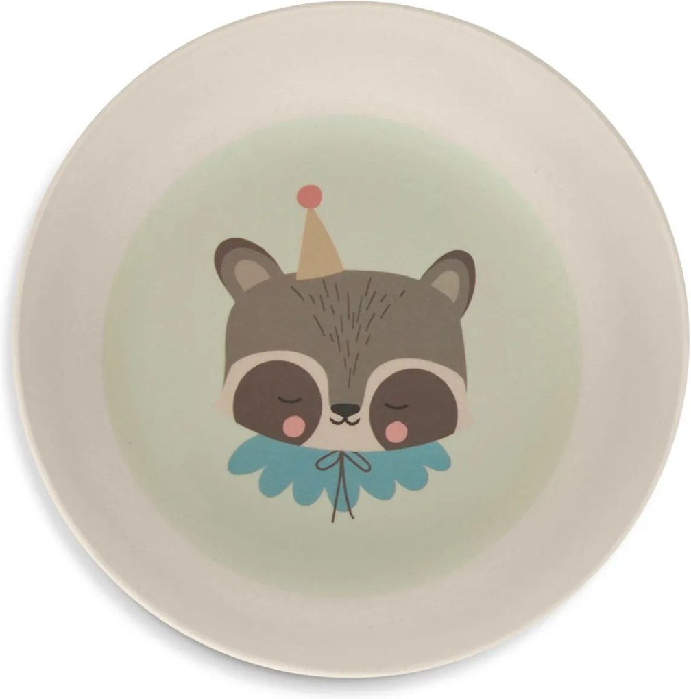 EEF lillemor Bambusové nádobí pro děti Circus Raccoon - set 5 ks, zelená barva, béžová barva