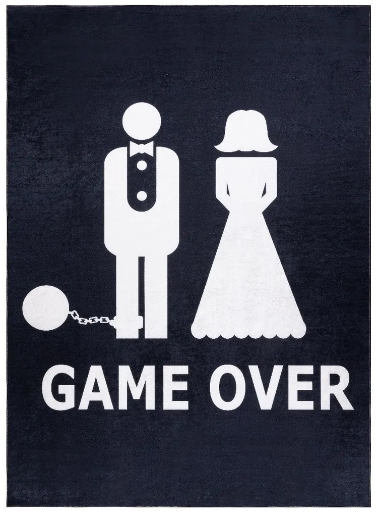 Dywany Łuszczów, Kusový koberec Bambino 2104 Game Over black, 160x220, černobílá, chodba / předsíň