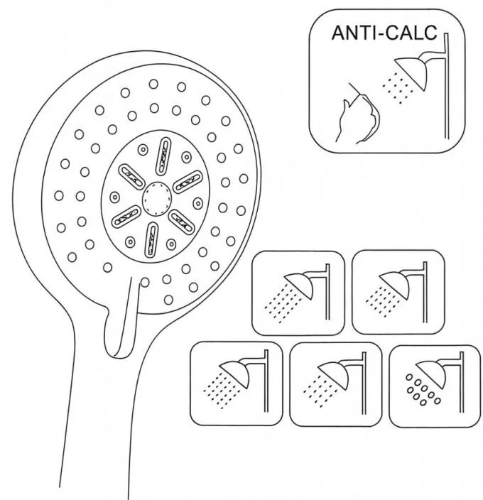 Erga Samba, 5-funkční ruční sprchová hlavice, černá matná, ERG-YKA-BP.SAMBA-BLK