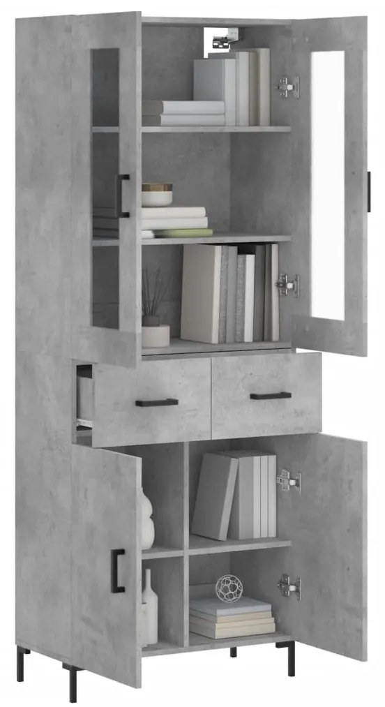 Skříň highboard betonově šedá 69,5x34x180 cm kompozitní dřevo - Default Title