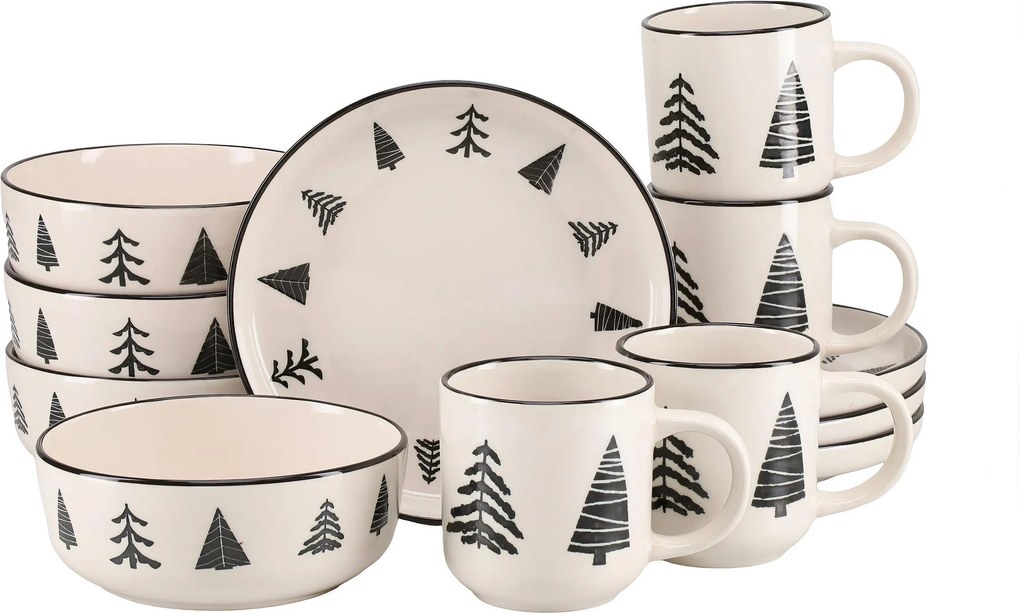 XXXLutz SNÍDAŇOVÁ SOUPRAVA Nordic Christmas Black 12dílné Creatable - Kávové servisy - 007768082802