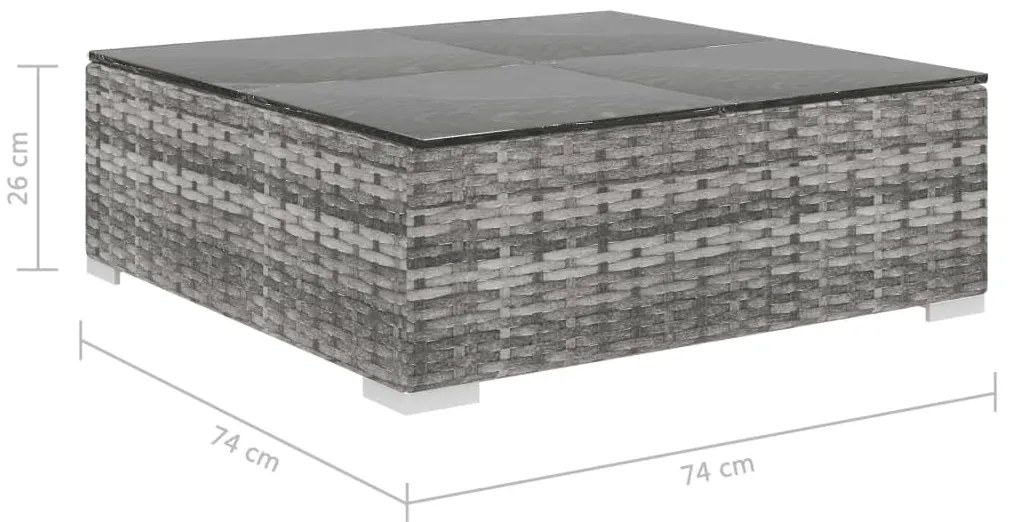 vidaXL Marketos 8dílná zahradní sedací souprava s poduškami polyratan šedá