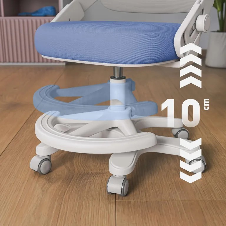 Dětská rostoucí židle MAXI - látka, síťovina, modro-šedá