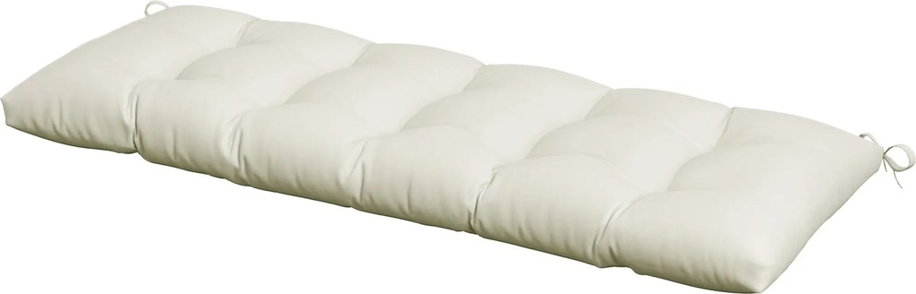 Poduška na lavici Outsunny 128x48x8 cm s 2 upevňovacími šňůrami, voděodolná a UV ochrana 50+ pro zahradní houpačku na terase, krémová | Aosom