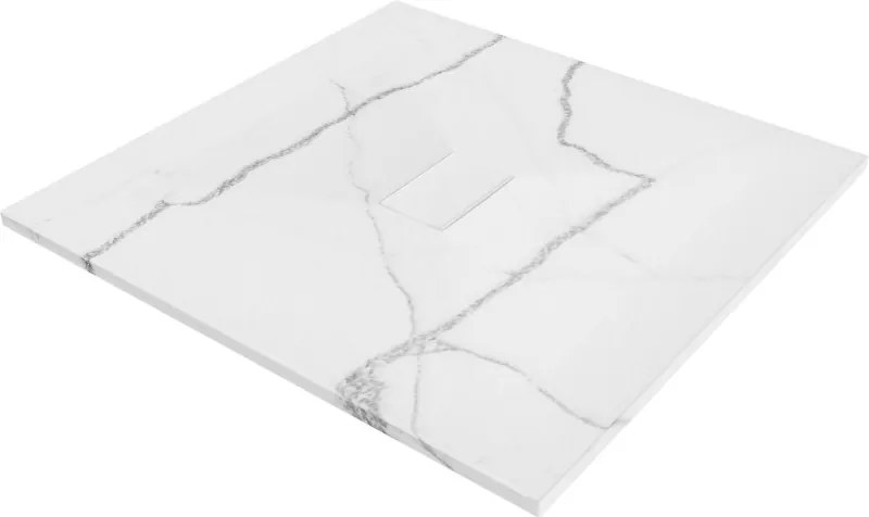 Mexen Hugo, čtvercová sprchová vanička, SMC, 100x100cm, imitace kamene-bílá, 42151010