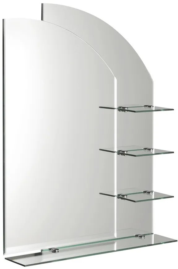 Aqualine, WEGA zrcadlo 65x90cm, zaoblené, s policemi, 65028