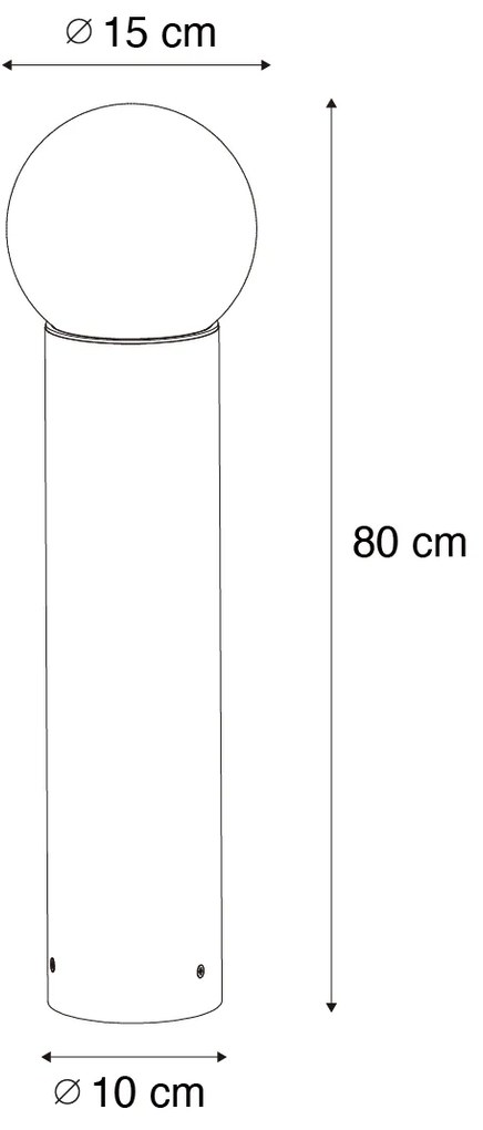 Venkovní stojací lampa černá s opálovým sklem 80 cm IP44 - Huma