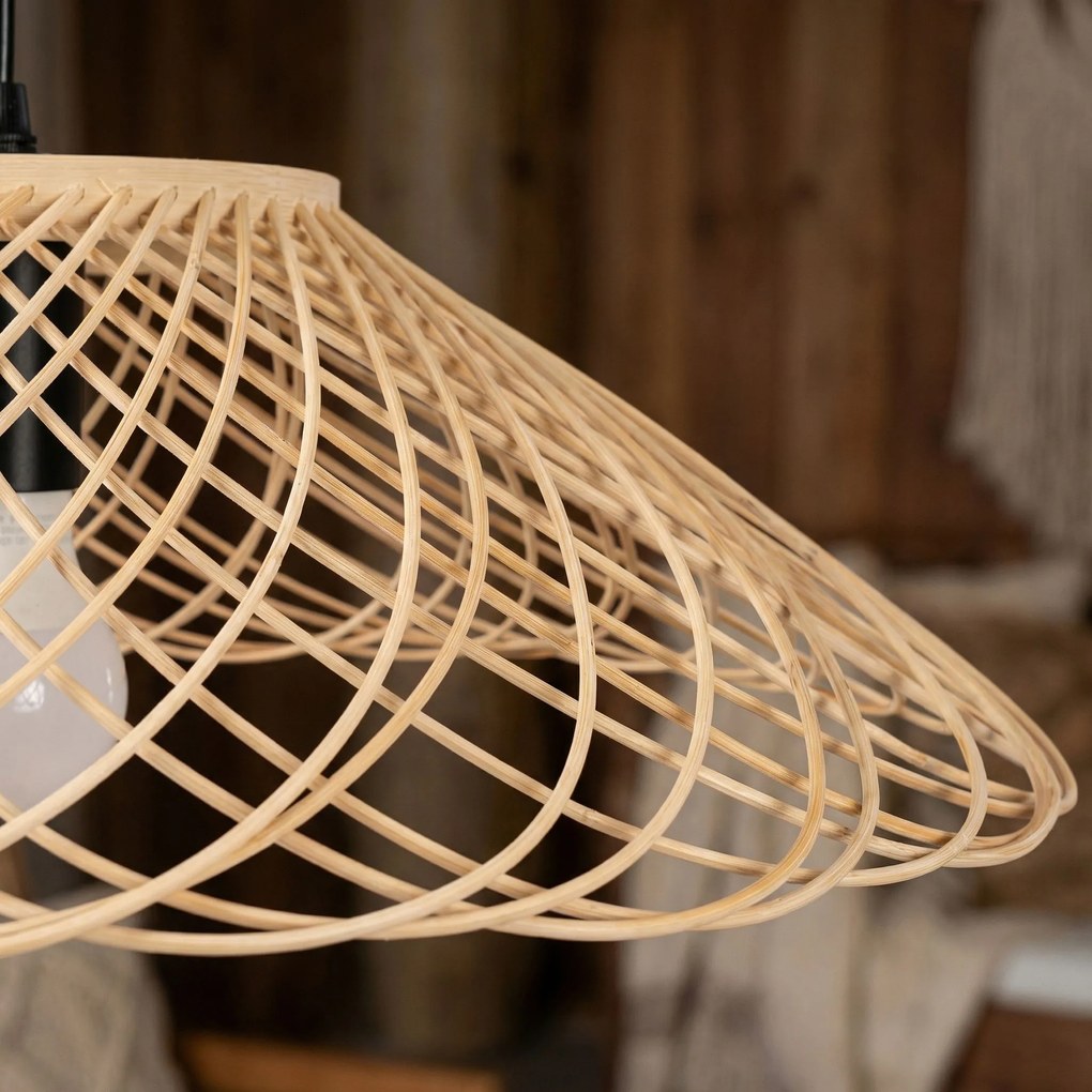 Toolight Natural, závěsné stropní svítidlo 40cm, 1xE27, APP1946-1CP, přírodní hnědá-černá, OSW-66076