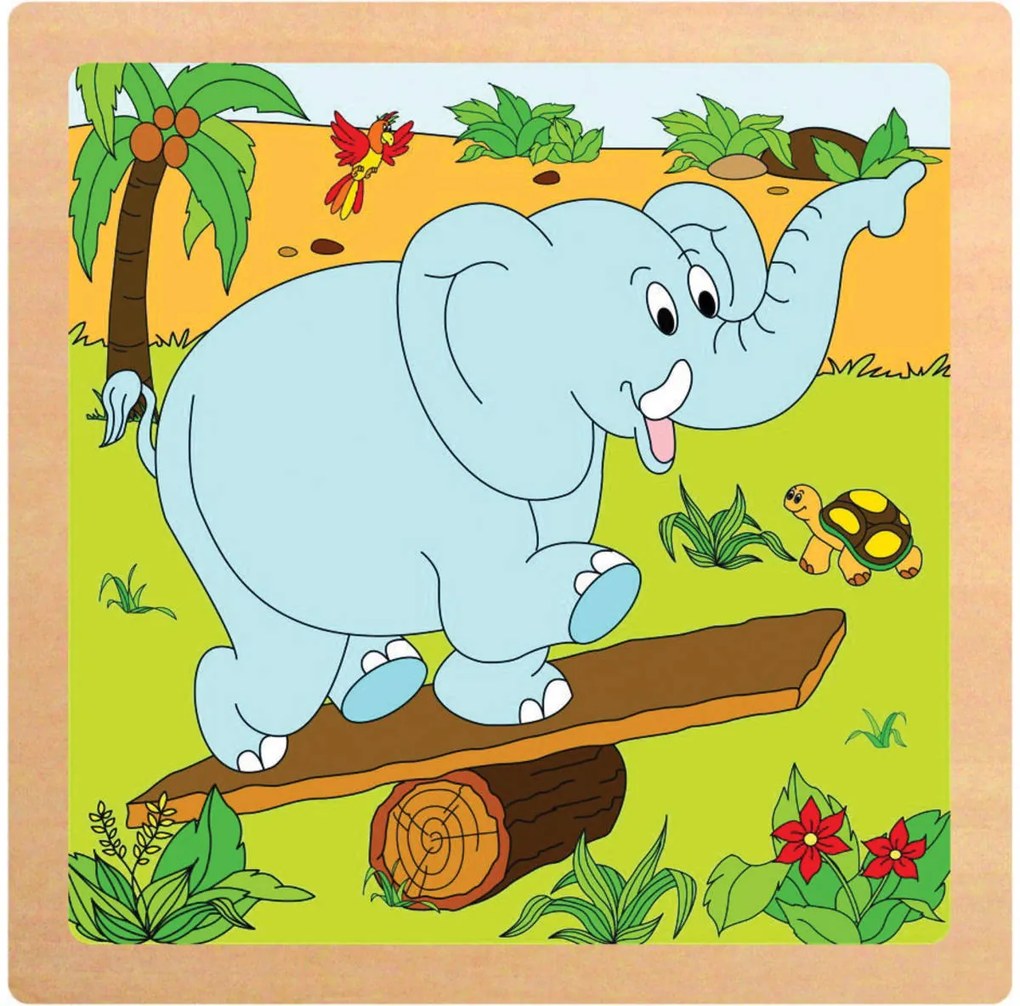 WOODY DŘEVO Puzzle baby vkládací na desce 4 dílky v rámečku 4 druhy 93017