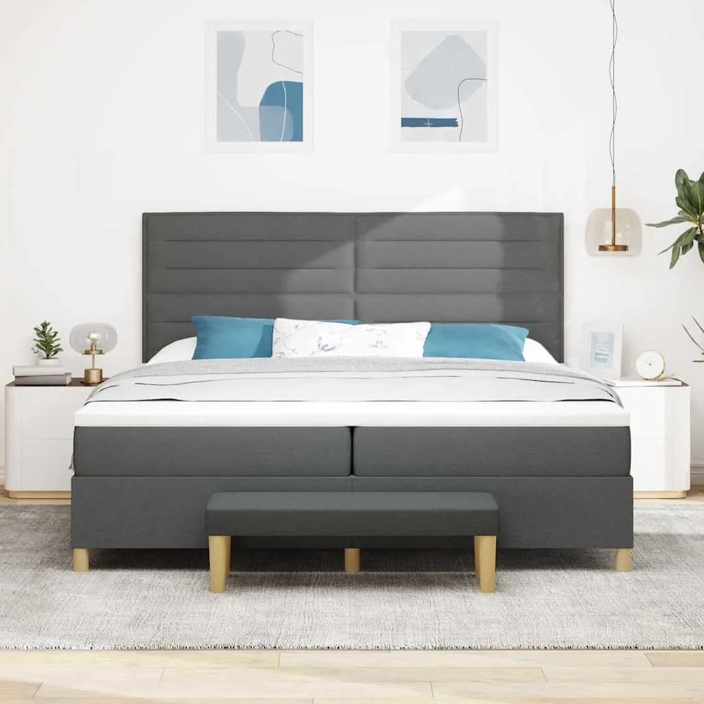 Postel s boxspringem s matrací Tmavě šedá 200 x 200 cm textil 3344248