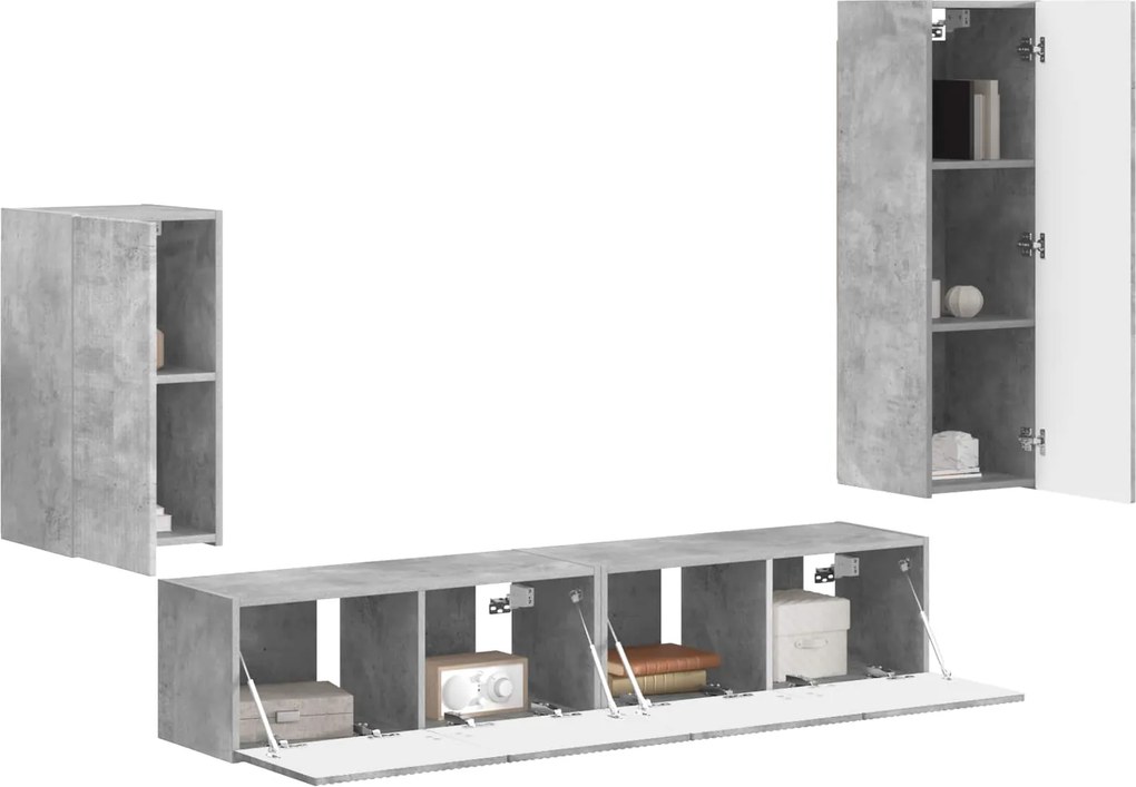 Sestava TV skříněk 4 ks Betonově šedá Kompozitní dřevo 3409009