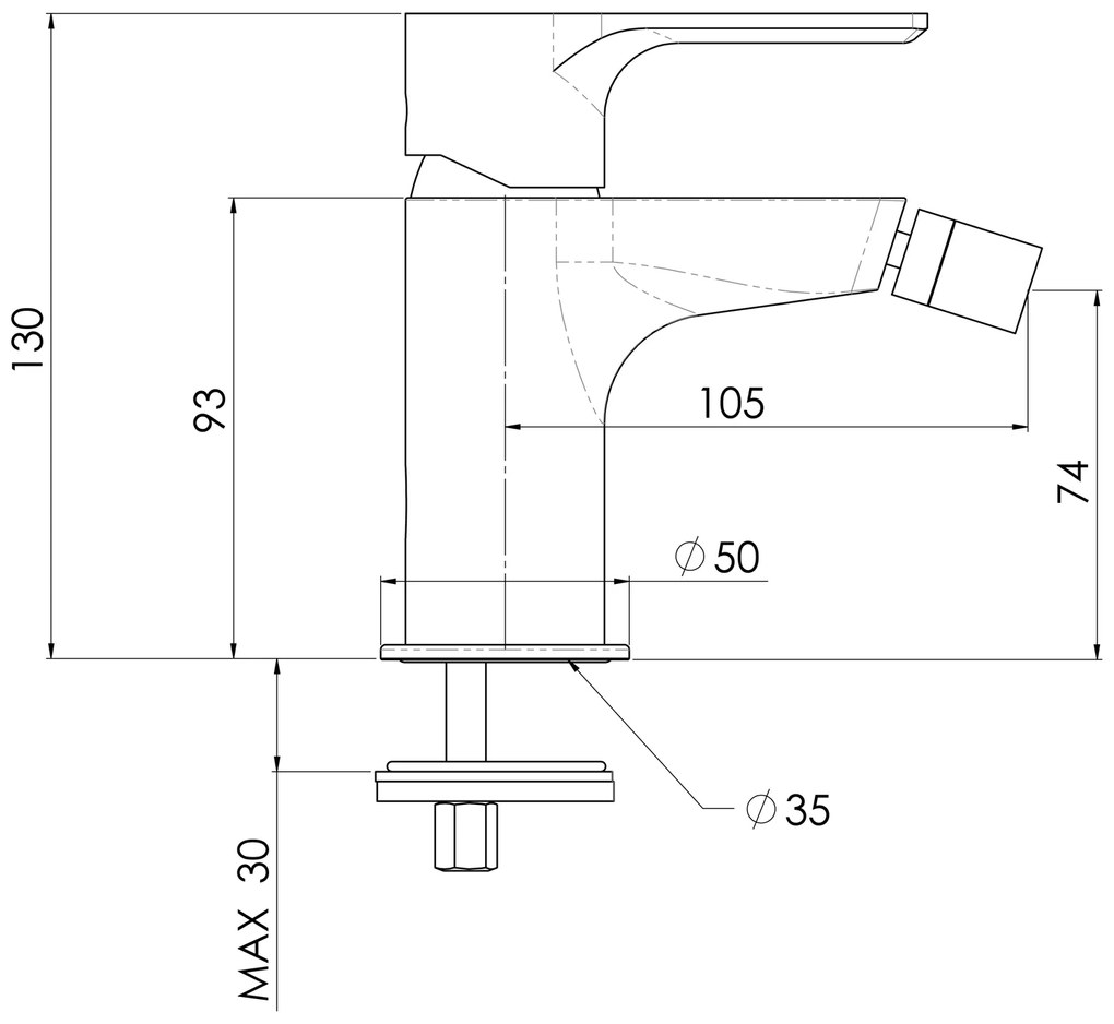 Sapho, PAX stojánková bidetová baterie bez výpusti, černá matná, XA03/15