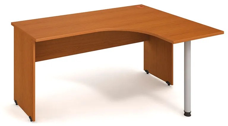 HOBIS Rohový kancelářský psací stůl UNI, kovová noha, 1600 x 1200 mm, levý, třešeň