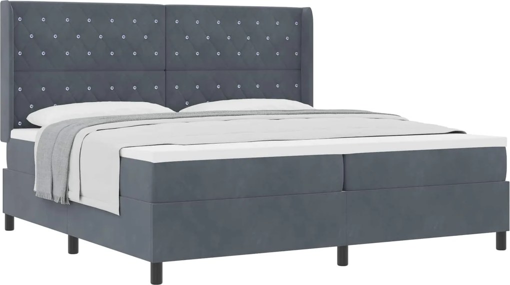 Postel s boxspringem s matrací Tmavě šedá 200 x 200 cm samet 3341973
