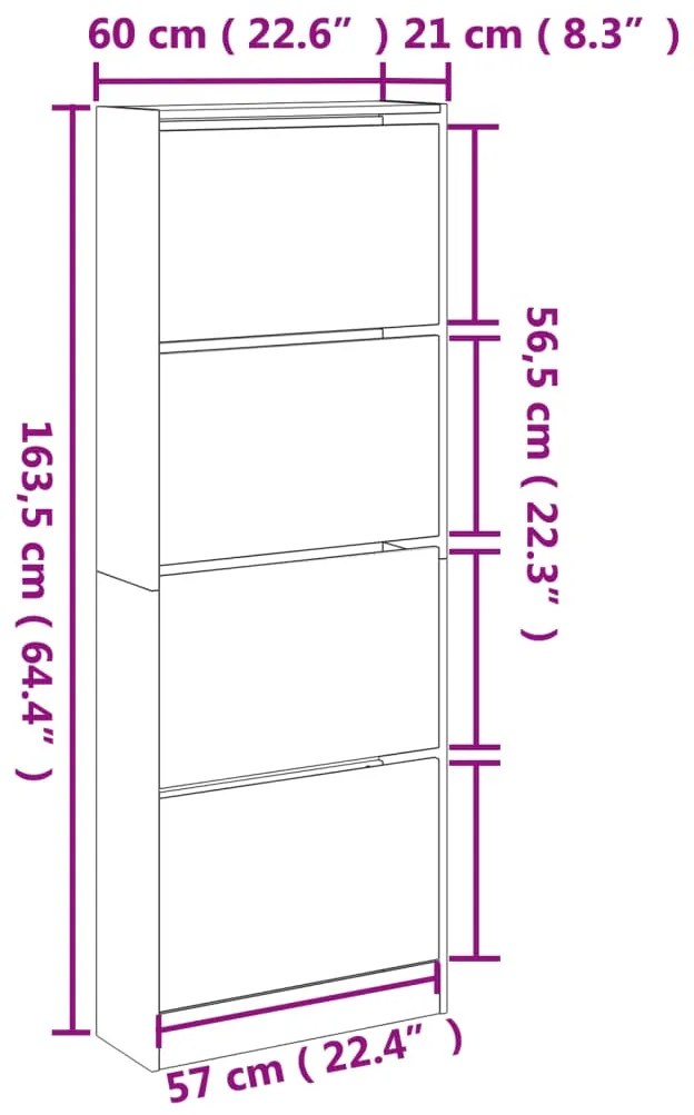 Botník dub sonoma 60 x 21 x 163,5 cm kompozitní dřevo - Default Title