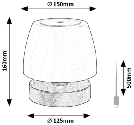 Rabalux 7040 - LED Stmívatelná stolní lampa ODERA LED/3W/5V 2000 mAh IP44