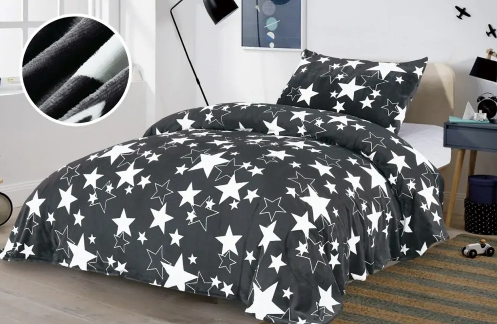 Mikroplyšové povlečení STAR šedé
