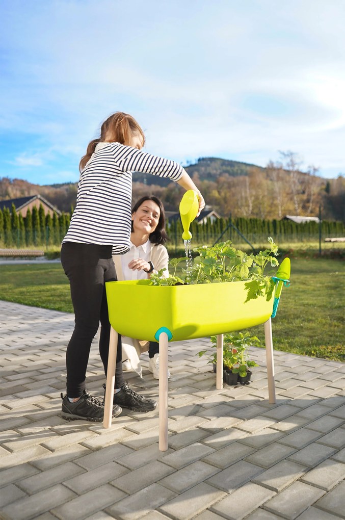 Plastkon Vyvýšená zahrádka s nářadím zelená-candy mix