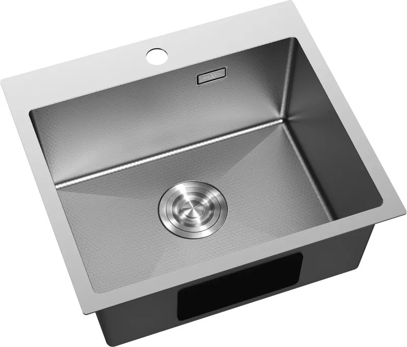 Mexen Solix, 1-komorový nerezový dřez 500 x 450 mm, broušená ocel, vzor voština, 6402501000-01HC