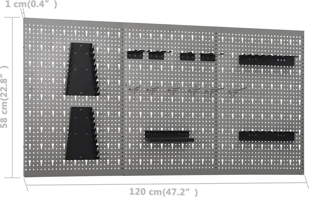 Pracovní stůl se třemi nástěnnými panely a jednou skříňkou 3053438