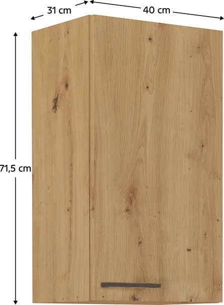 Horní skříňka, černý mat / dub artisan, Monro 40 G-72 1F