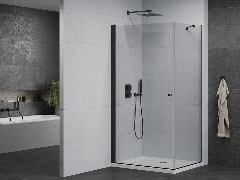 Mexen Pretoria, sprchový kout 100 (dveře) x 90 (stěna) cm, 6mm čiré sklo, černý profil + bílá sprchová vanička, 852-100-090-70-00-4010B