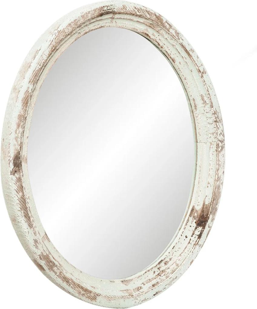Oválné zrcadlo v bílém rámu s patinou - 54*4*66 cm | BIANO