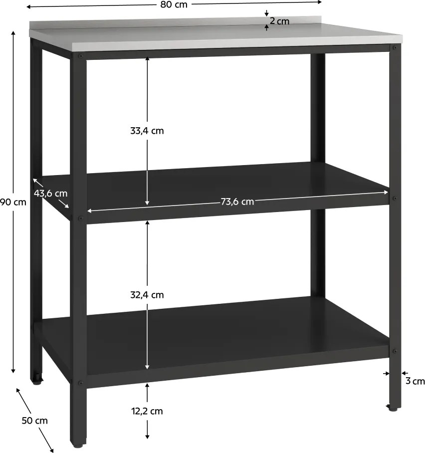 Kondela Zahradní kuchyňský ostrůvek, ocel, černá, INES TYP 2