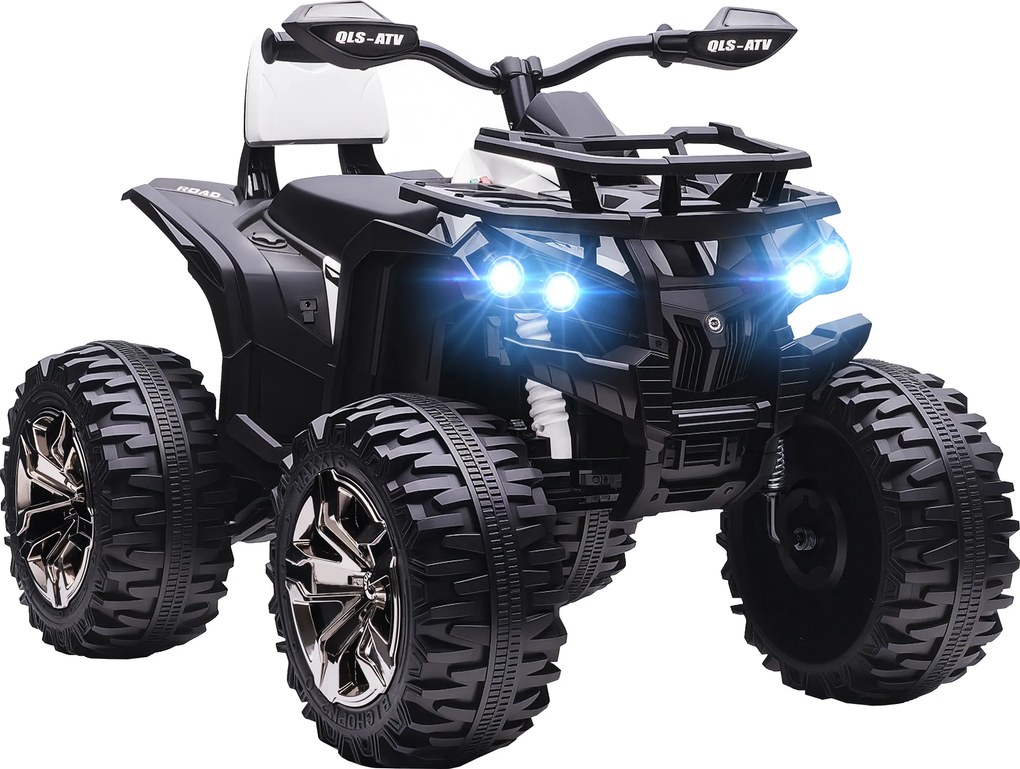 HOMCOM Elektrické dětské čtyřkolky, 3-8 km/h, 45 min provozní doba, LED světlomety, hudební přehrávač s USB, pro děti 3 až 5 let