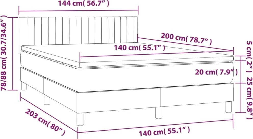 Box spring postel s matrací černá 140x200 cm samet 3141427
