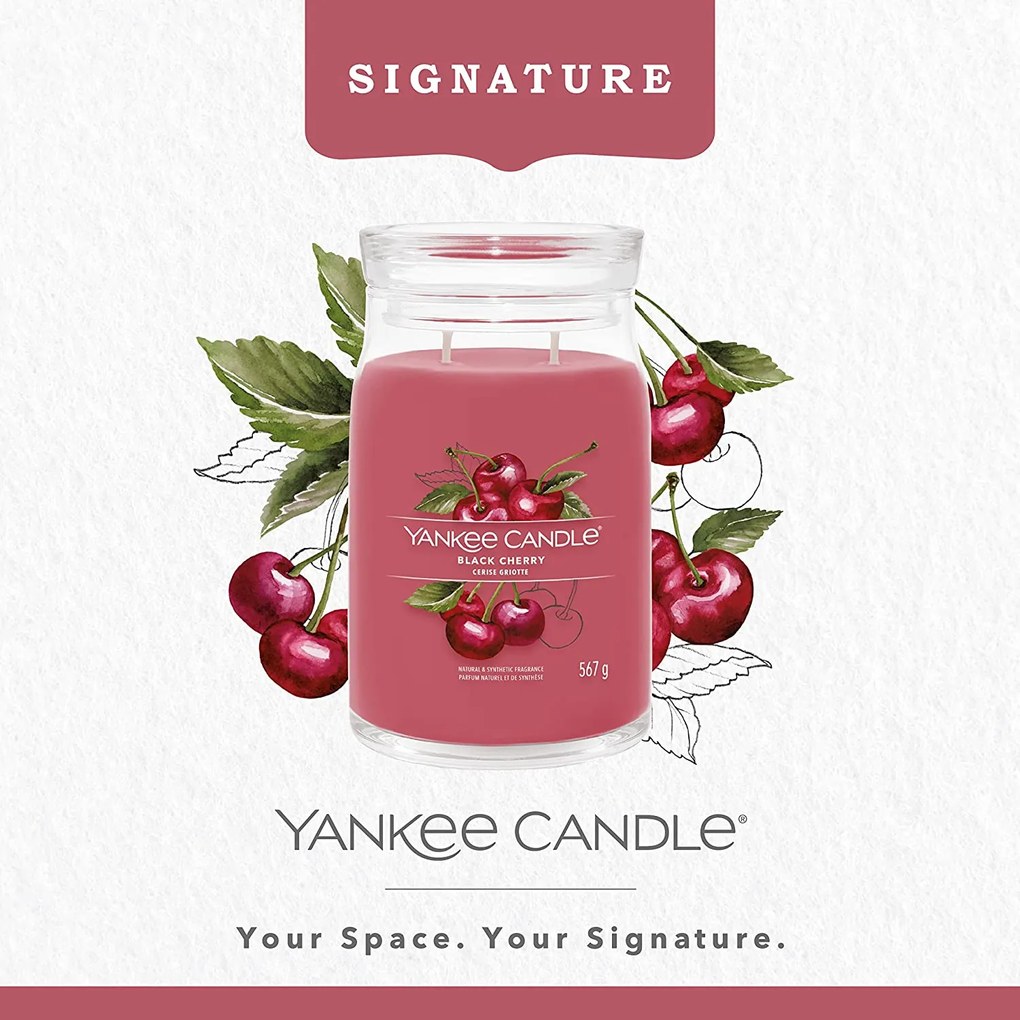 Yankee Candle vonná svíčka Signature ve skle velká Black Cherry  567 g