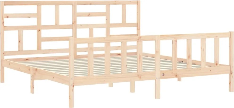 Rám postele s čelem Super King Size masivní dřevo 3193091