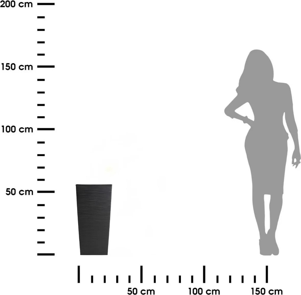 PLASTOVÝ KVĚTINÁČ PORTO RIFLO 57X29,5X29,5 CM ČERNÁ