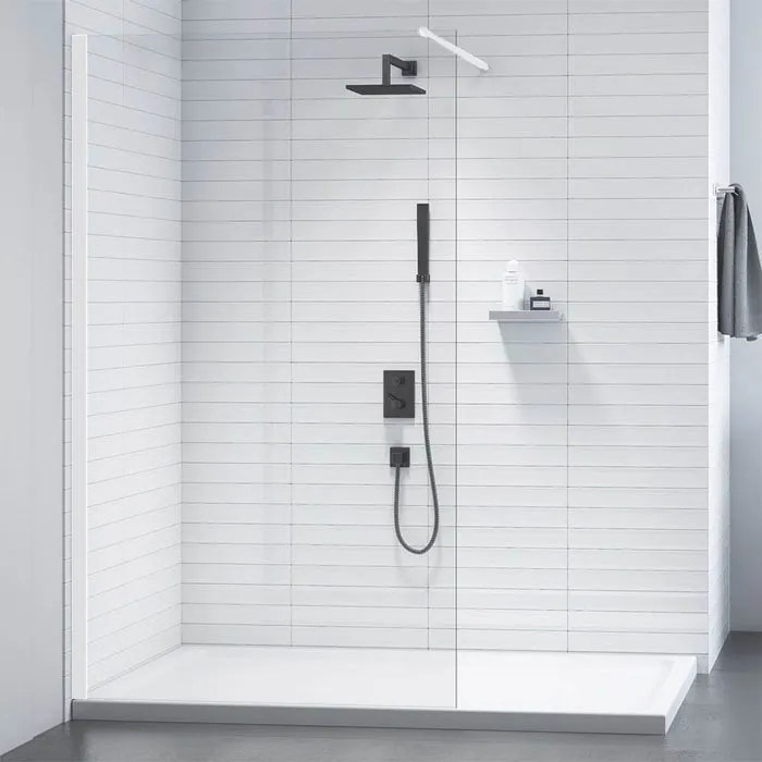 Erga Paris, sprchová zástěna Walk-In 60x200 cm, 8mm čiré sklo, bílý matný profil, ERG-V02-PARIS-060x200-CL-WH