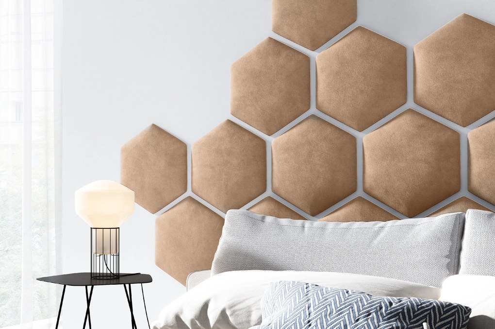 Eka Čalouněný panel Hexagon Trinity 40,5 cm x 35,3 cm - Béžová 2304