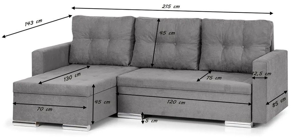 Rohová sedací souprava s funkcí spaní FELIX Námořnická modř