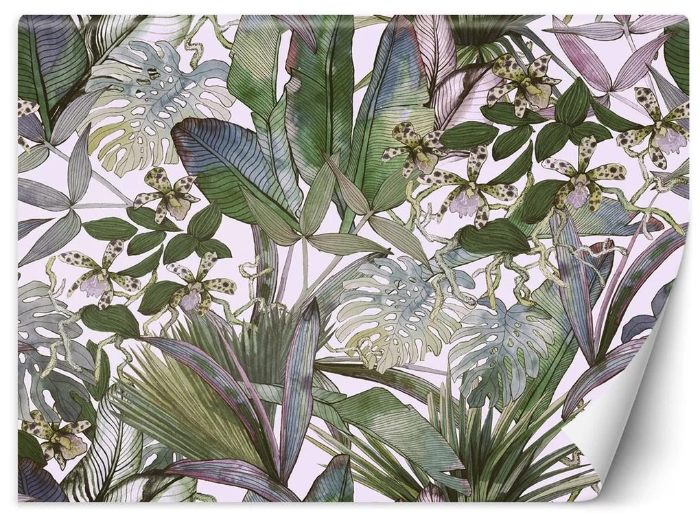 Gario Fototapeta Monstera a tropické listy v pastelových barvách Materiál: Vliesová, Rozměry: 200 x 140 cm